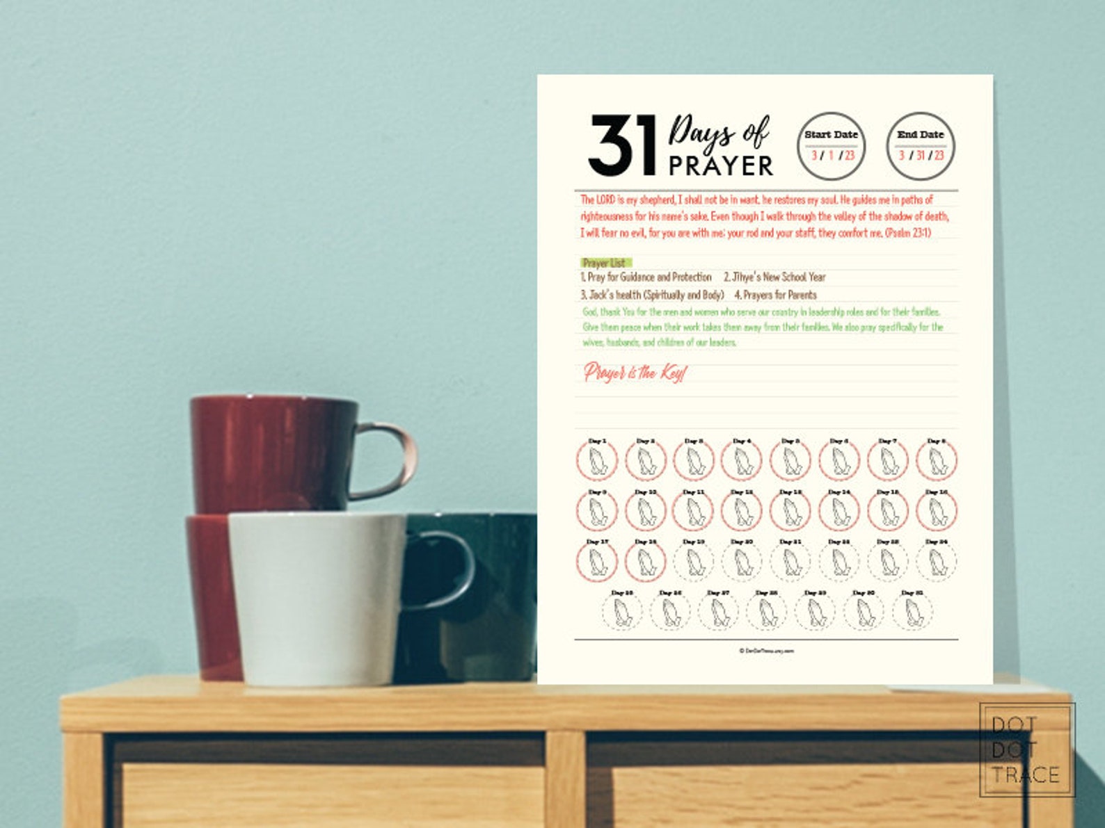 Printable 31 Days of Prayer Tracker: Monthly Goal List (digital ...