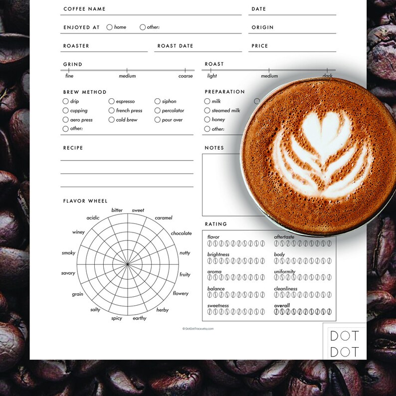Printable Coffee Tasting Journal: Review Log & Brew Notes (PDF) - Etsy