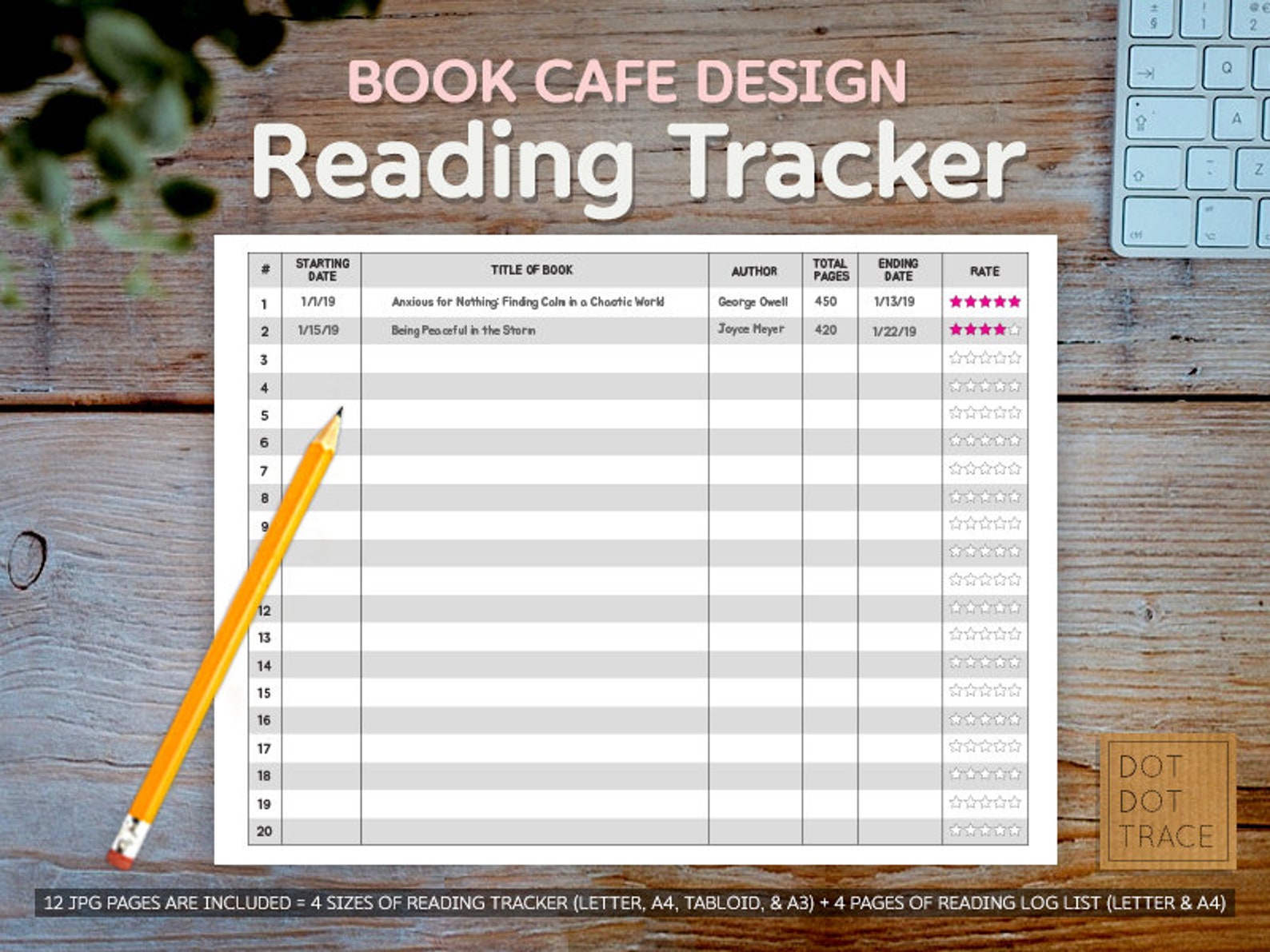 Book Cafe Designed Reading Tracker Reading Bookshelf 60 Books to Read ...