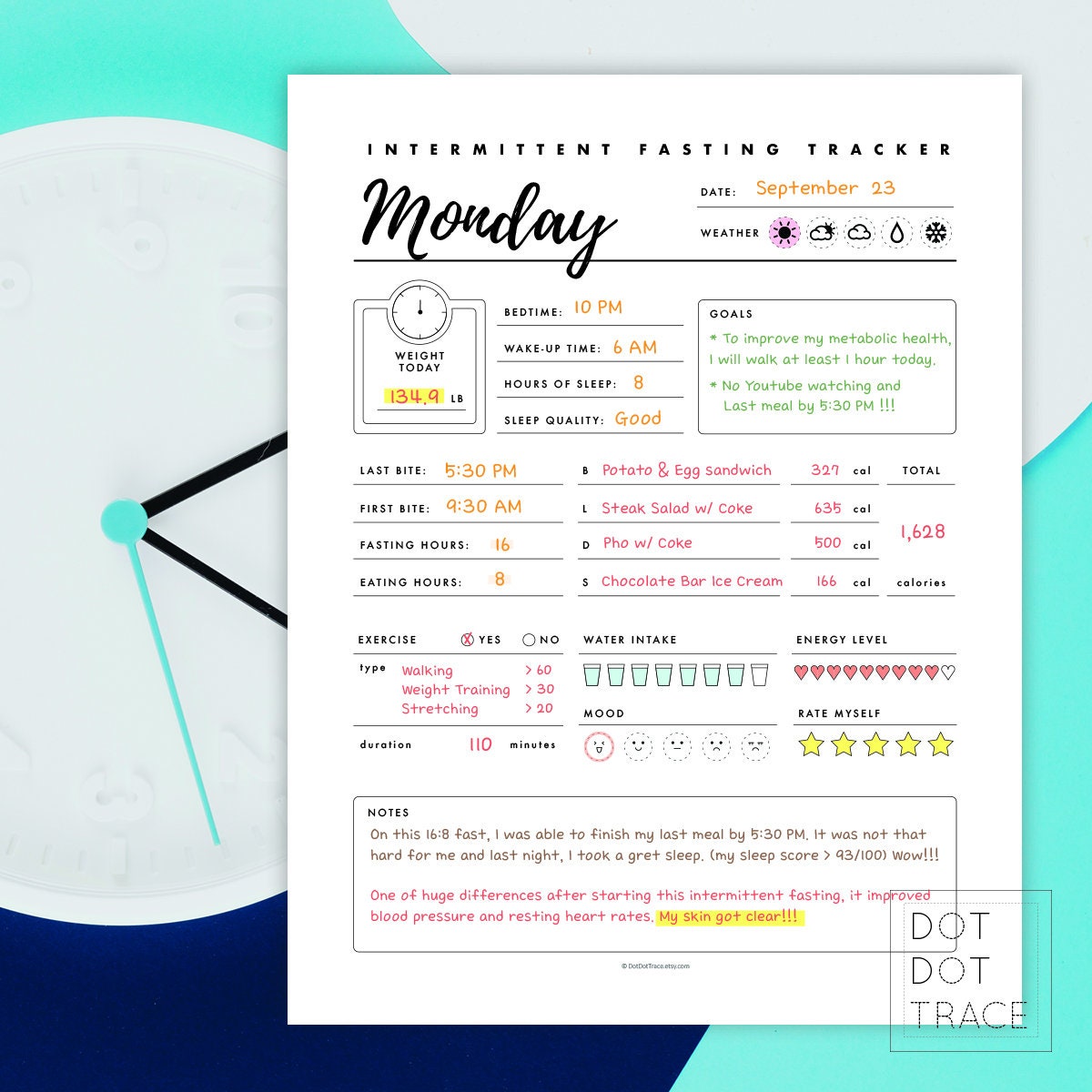 Printable 7 Day Intermittent Fasting Tracker Intermittent Fasting Log ...