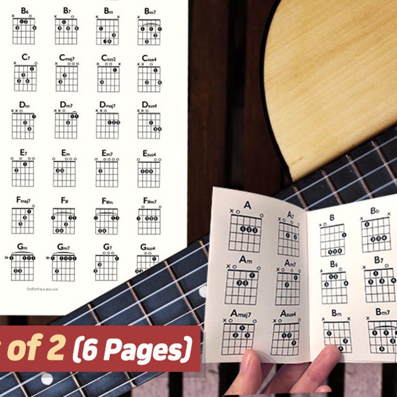Easy Guitar Chord Chart - Etsy