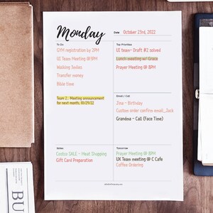 Printable Minimal 7 Day Planner Daily Planner Day Planner Work Planner ...