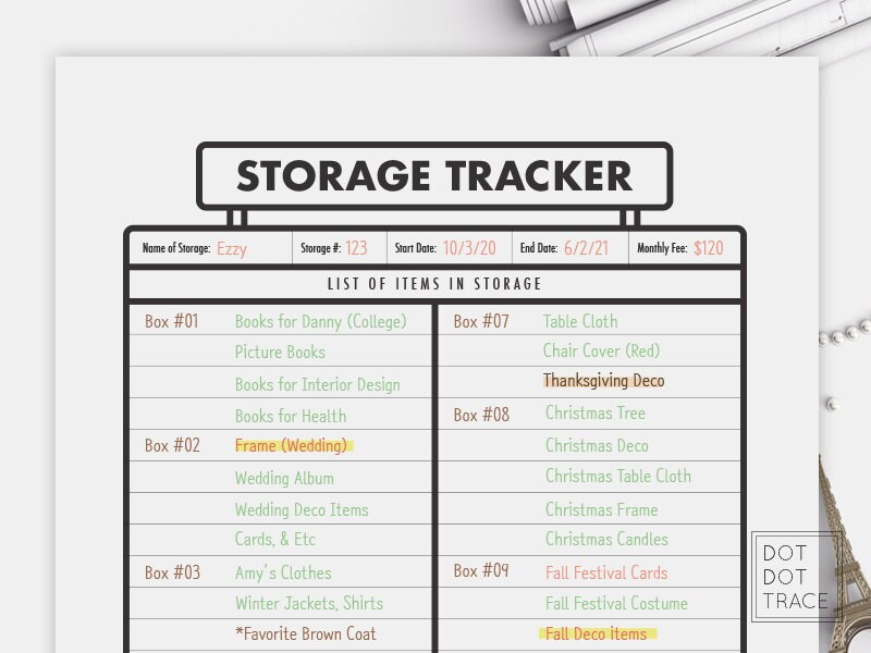 Printable Storage Tracker List Moving Tracker Storage Box List - Etsy