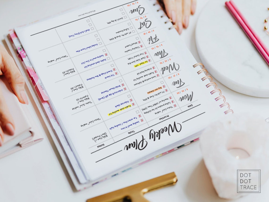 Printable Weekly Planner Monday Start Daily Planner 7 Day - Etsy