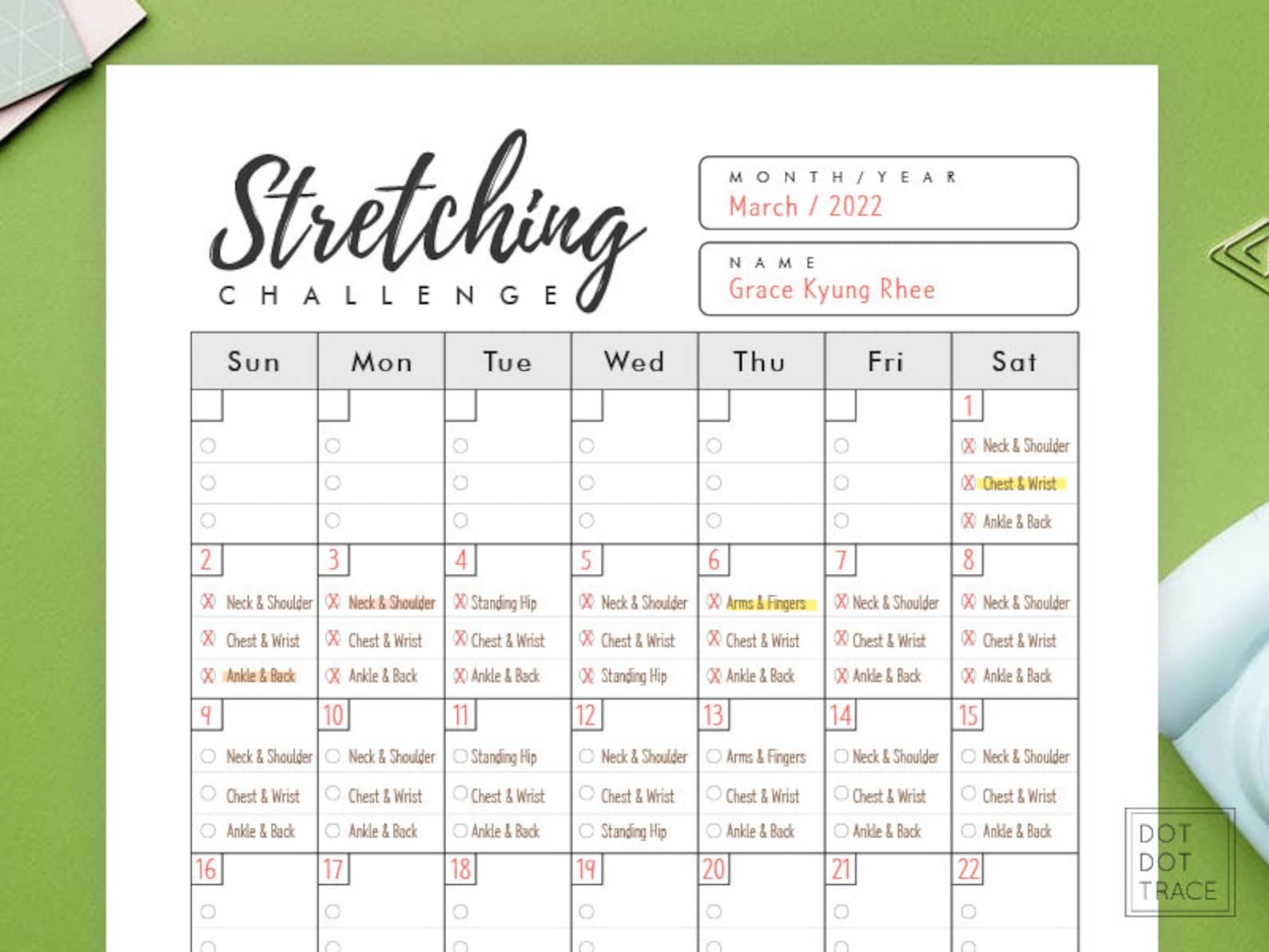 Printable Monthly Stretching Challenge Stretch Your Body Flexibility ...