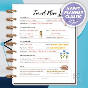 Printable Ultimate Travel Planner [happy Planner Classic] One-page ...