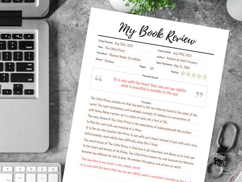 Printable Book Review Log Template (JPG Download) - Etsy