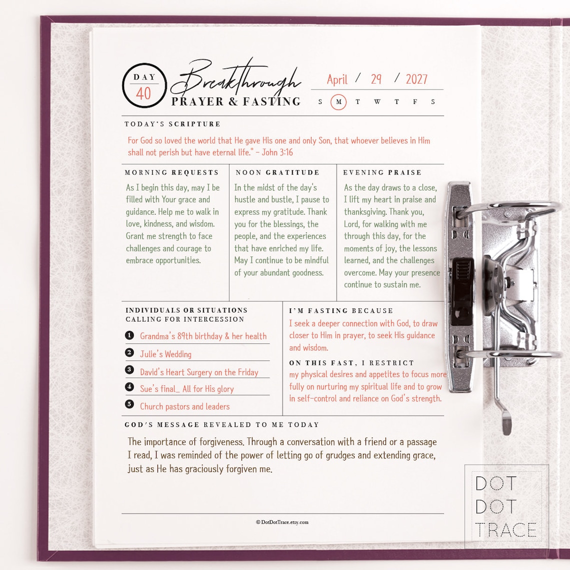 Printable Prayer and Fasting Journal: Daily Breakthrough Log (PDF) - Etsy