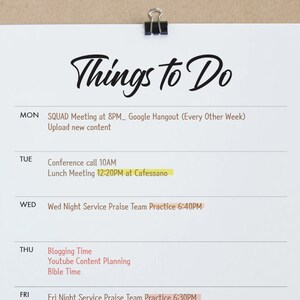 Monday Start Printable Things to Do Weekly Planner Daily Planner 7 Day ...