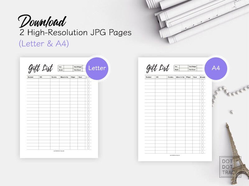 Printable Gift List Gift Planner Monthly Gift Budget Christmas | Etsy