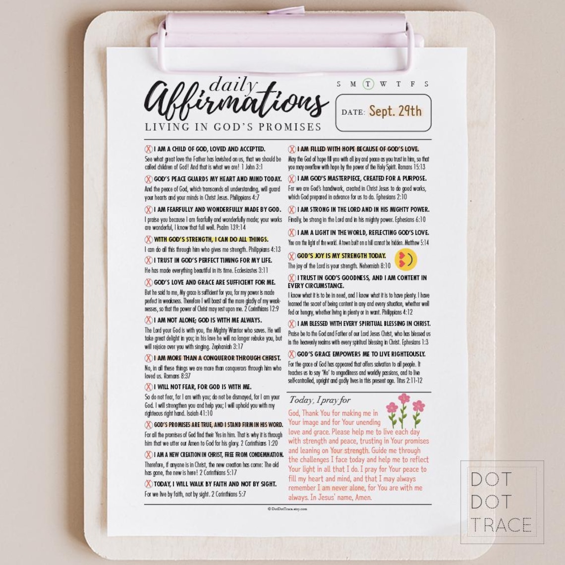 Christian Affirmations Printable With Bible Verses (PDF) - Etsy