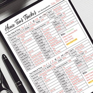 Printable House Tour Tracker: Moving Planner Checklist (JPG) - Etsy