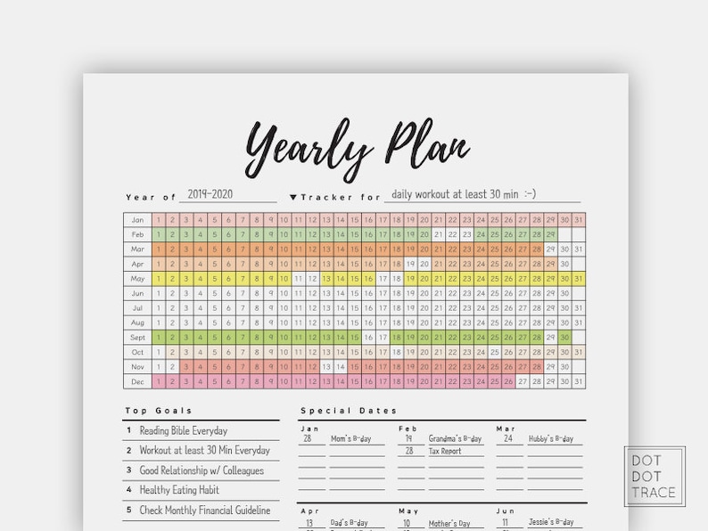 A5 Printable Yearly Planner half Letter Half A4 Yearly Goal - Etsy