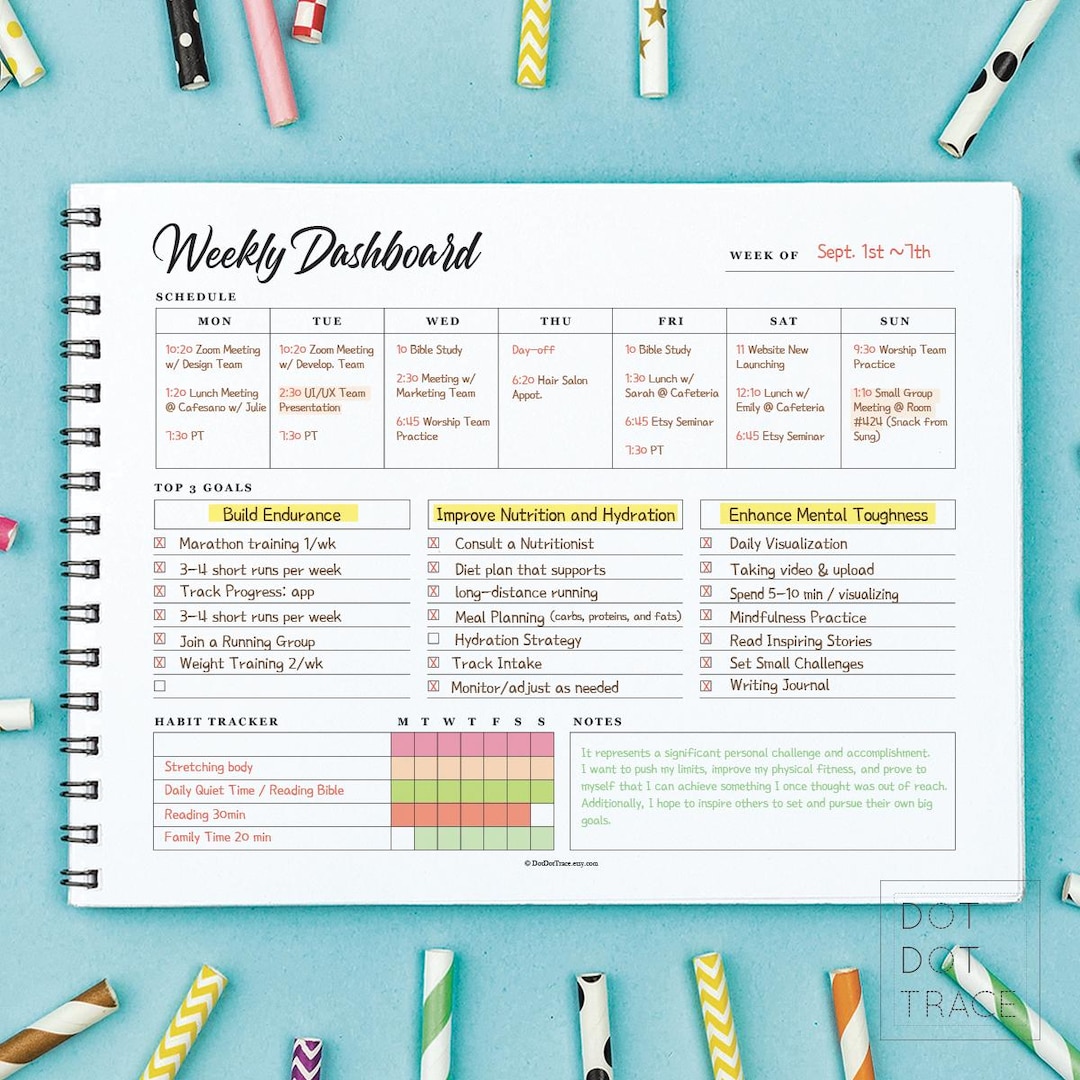 Printable Weekly Dashboard Planner Organized Weekly Schedule Printable ...