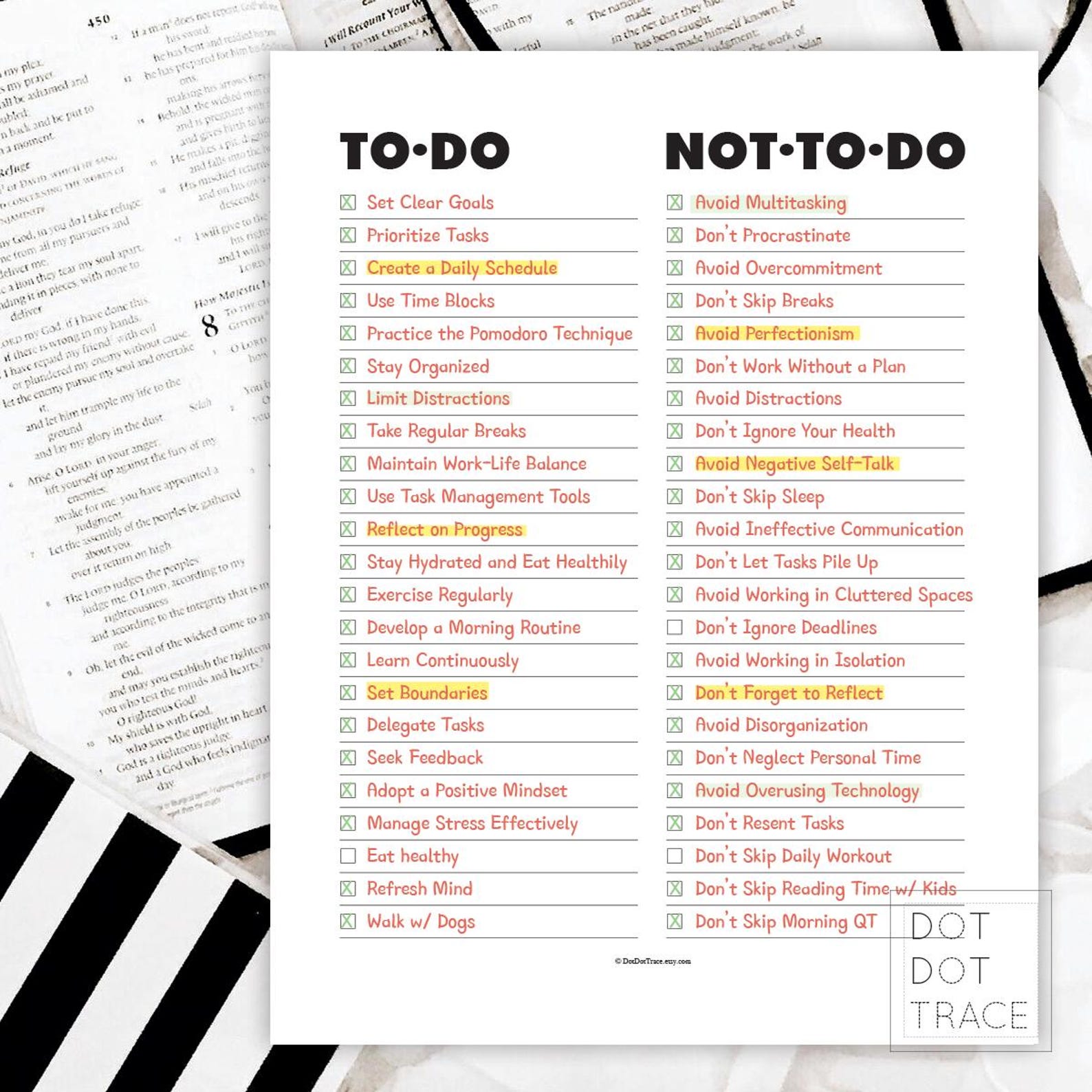 Printable To-do & Not-to-do List: Productive Planner (PDF) - Etsy