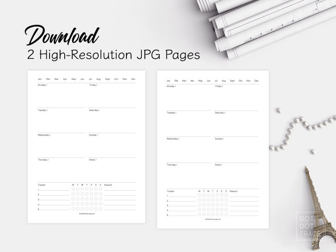 Printable Weekly Planner Minimal Design Daily Planner 7 Day - Etsy