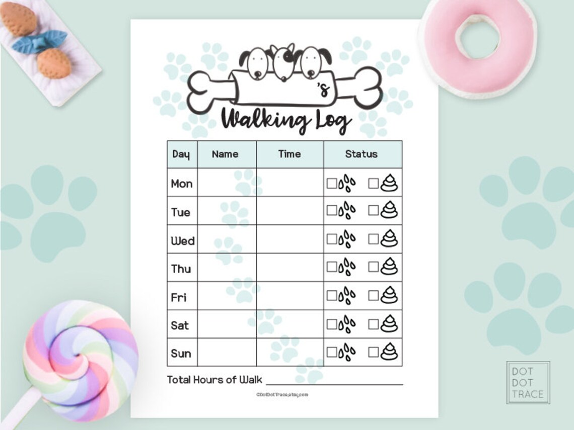 Printable Dog Walking Log Printable Family Dog Waking Schedule | Etsy