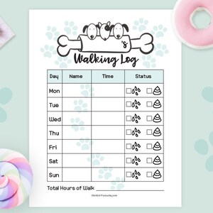 Printable Dog Walking Log Printable Family Dog Waking Schedule Pet ...