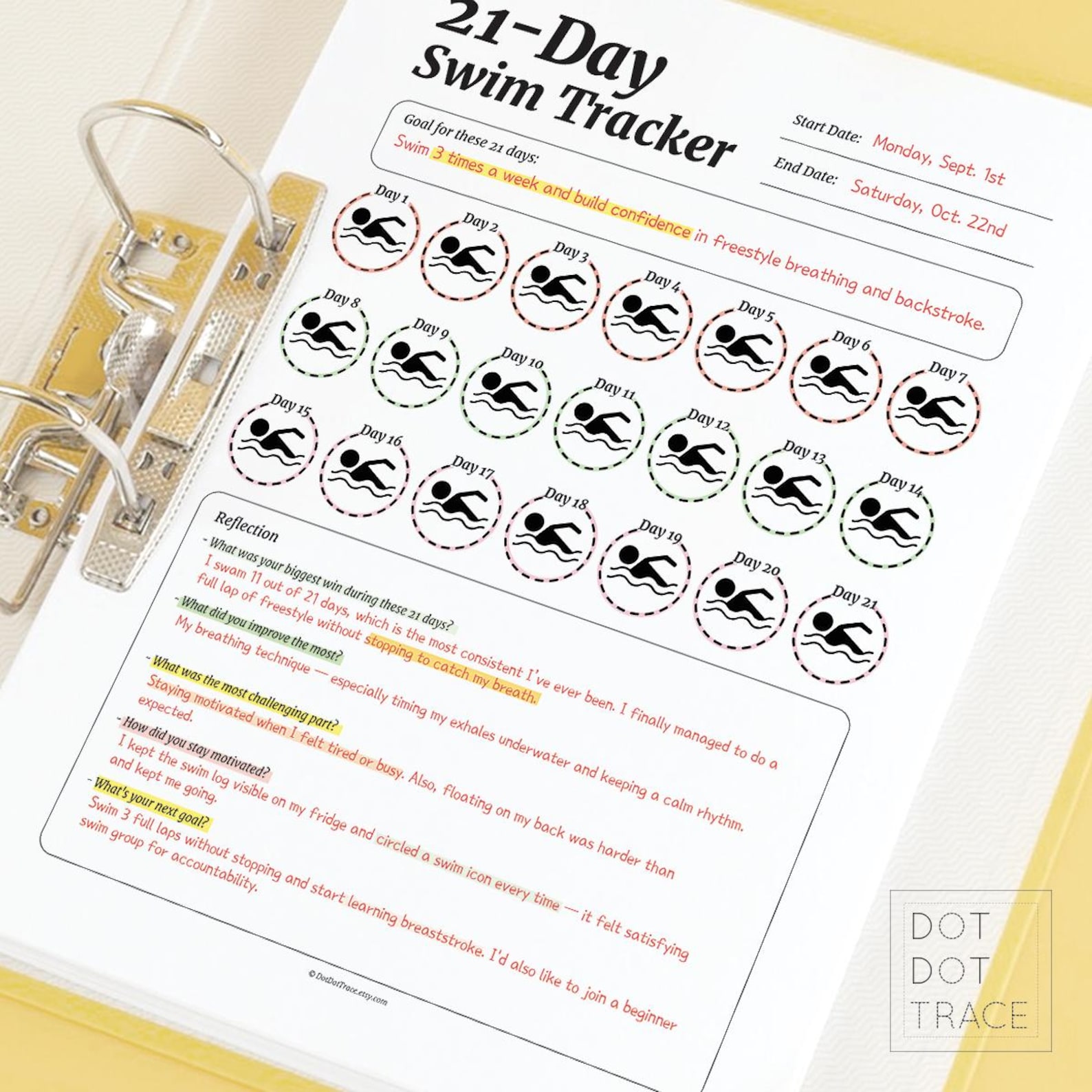 Printable 21-day Swimming Tracker Minimal Swim Log PDF Habit Tracker ...