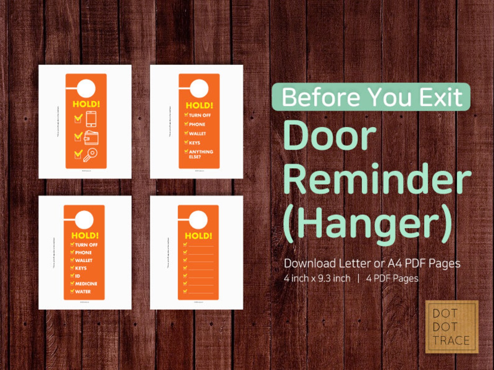 Printable Door Reminder Checklist: Before You Leave Hanger (PDF ...