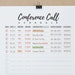 Printable Conference Call Schedule Template (letter & A4) (JPG Download ...