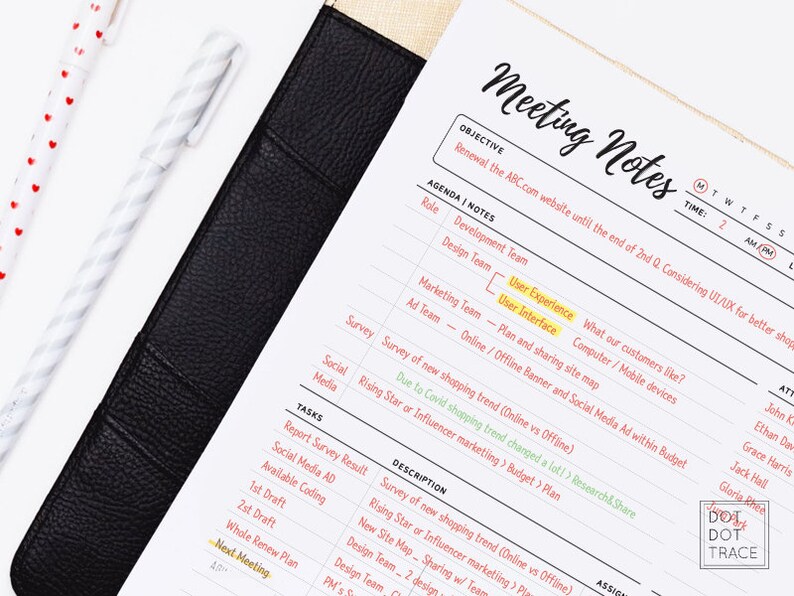 A5_printable Meeting Notes(half Letter & Half A4) Agenda Notes Virtual ...