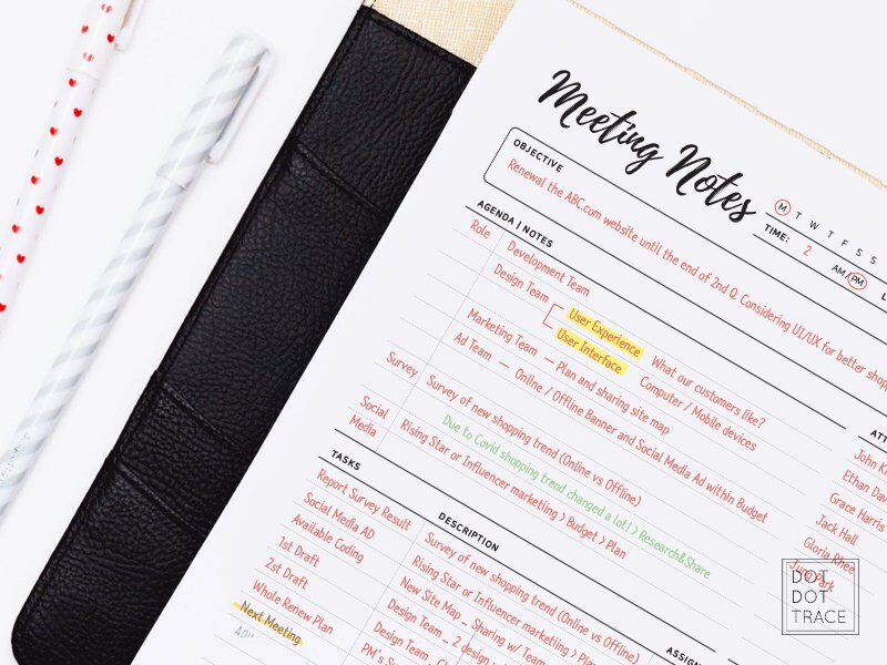 A5_printable Meeting Notes(half Letter & Half A4) Agenda Notes Virtual ...