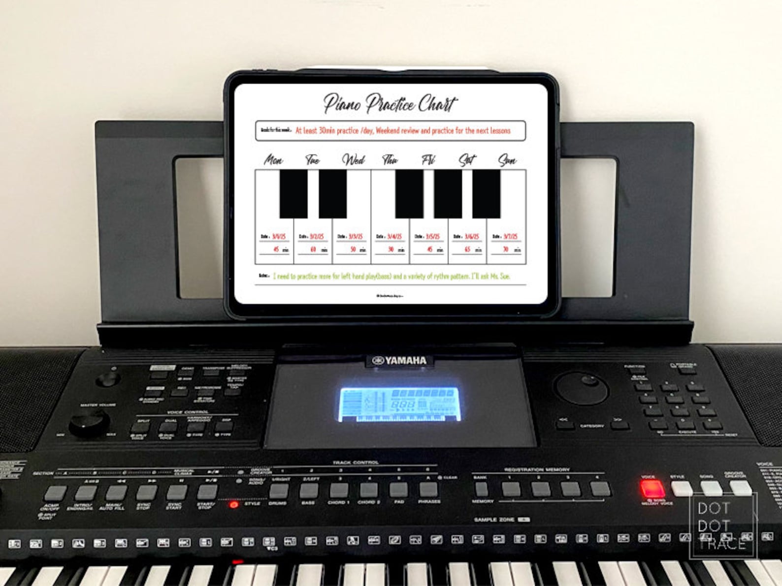 Printable Weekly Piano Practice Chart Piano Practice Log Piano Practice ...