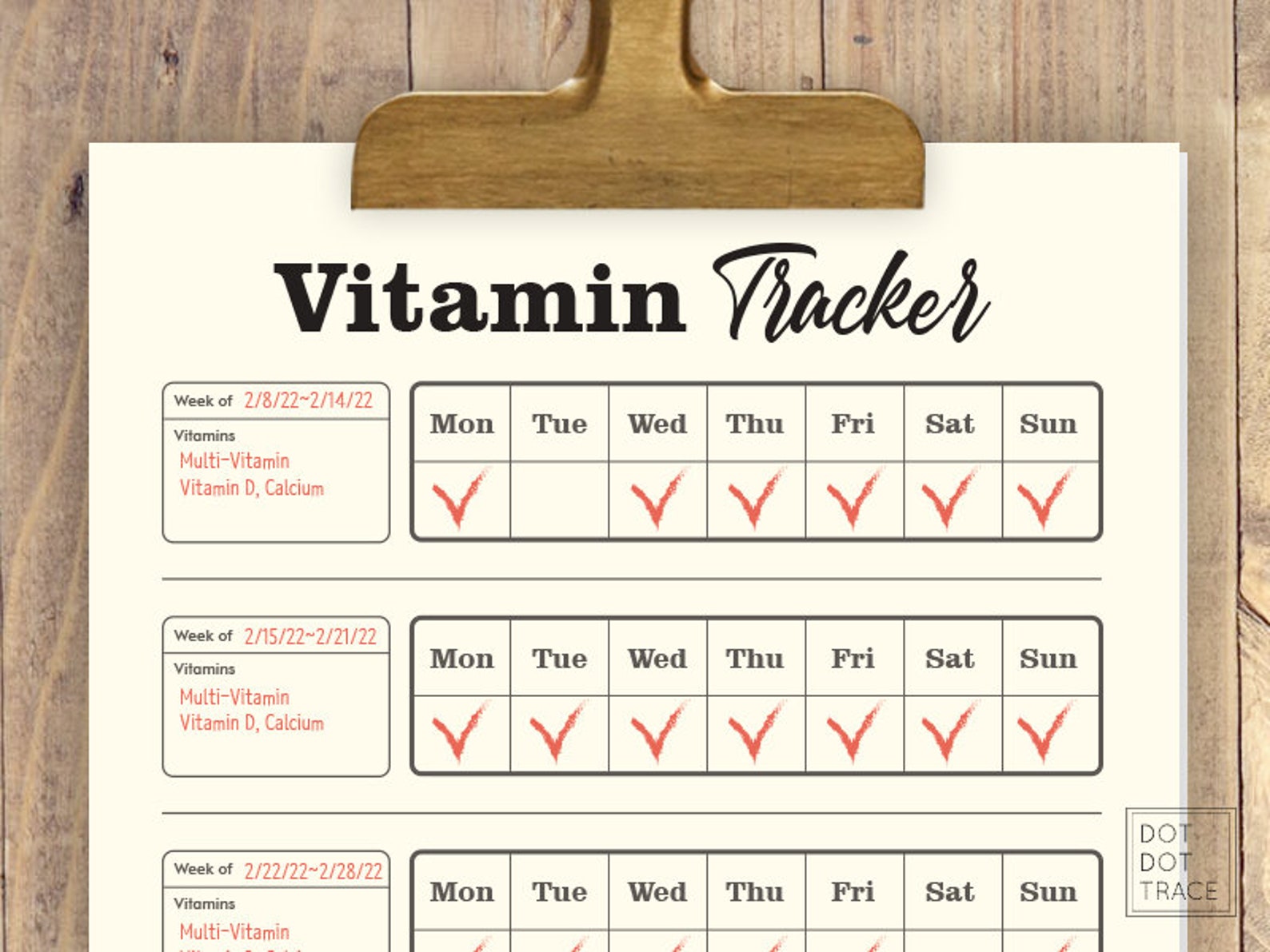 Printable Vitamin Tracker Supplement Tracker Monthly Vitamin | Etsy