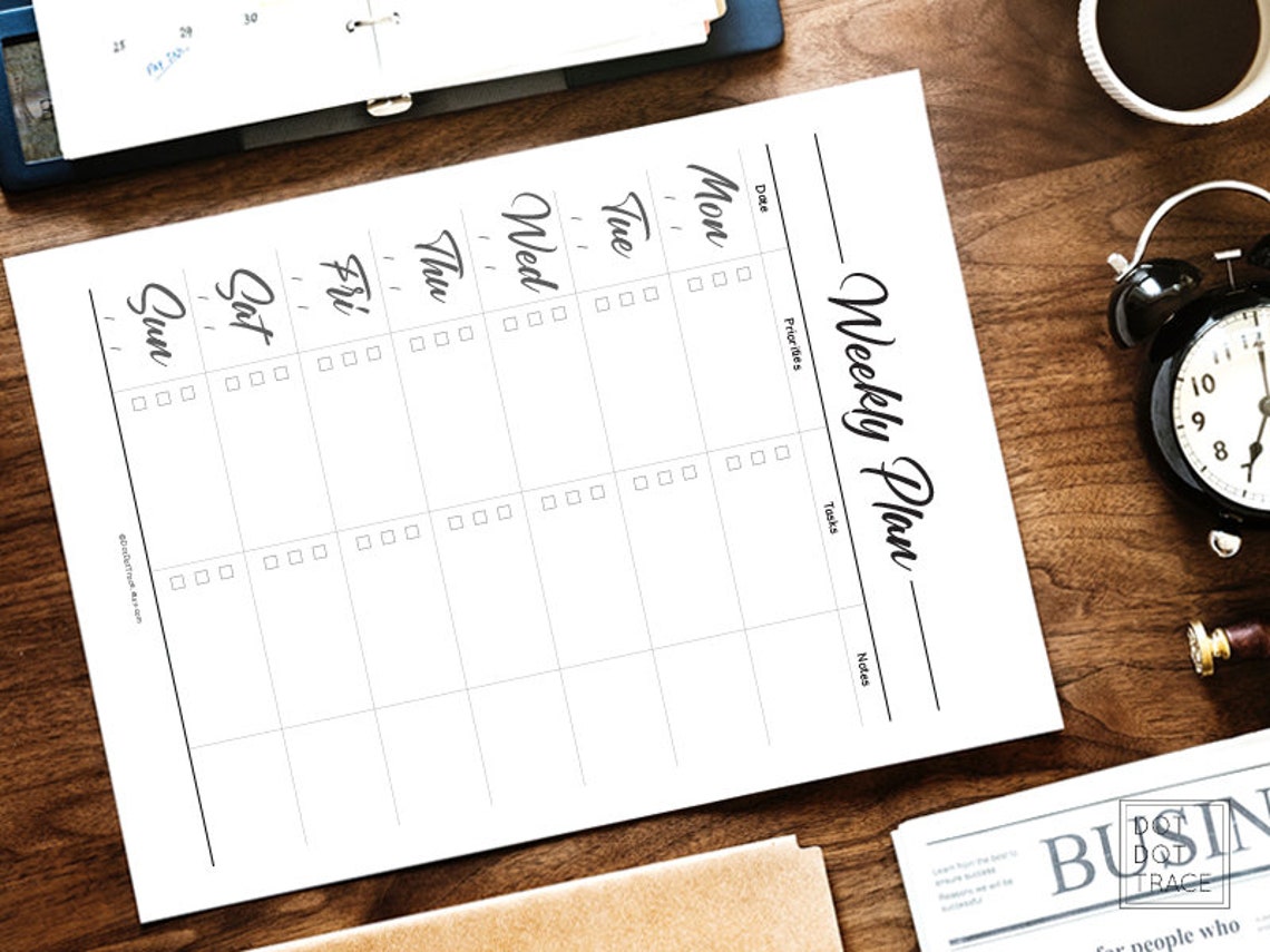 Printable Weekly Planner Monday Start Daily Planner 7 Day - Etsy