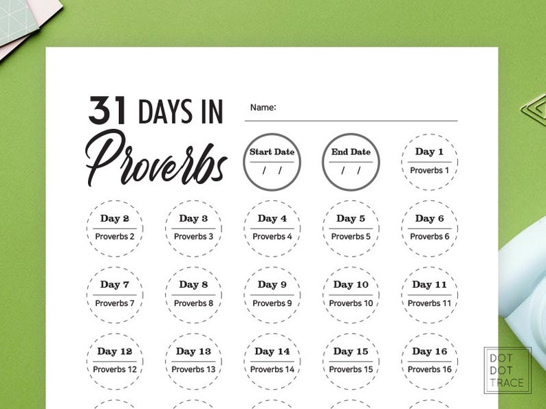 31 Days in Proverbs Bible Reading Log Writing Proverbs Tracker - Etsy