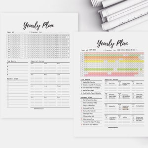 A5 Printable Yearly Planner (half Letter, Half A4) Yearly Goal Set up ...