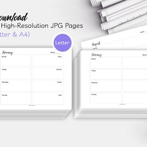 Printable Horizontal 12 Month Planner Monthly Planner Work Planner ...