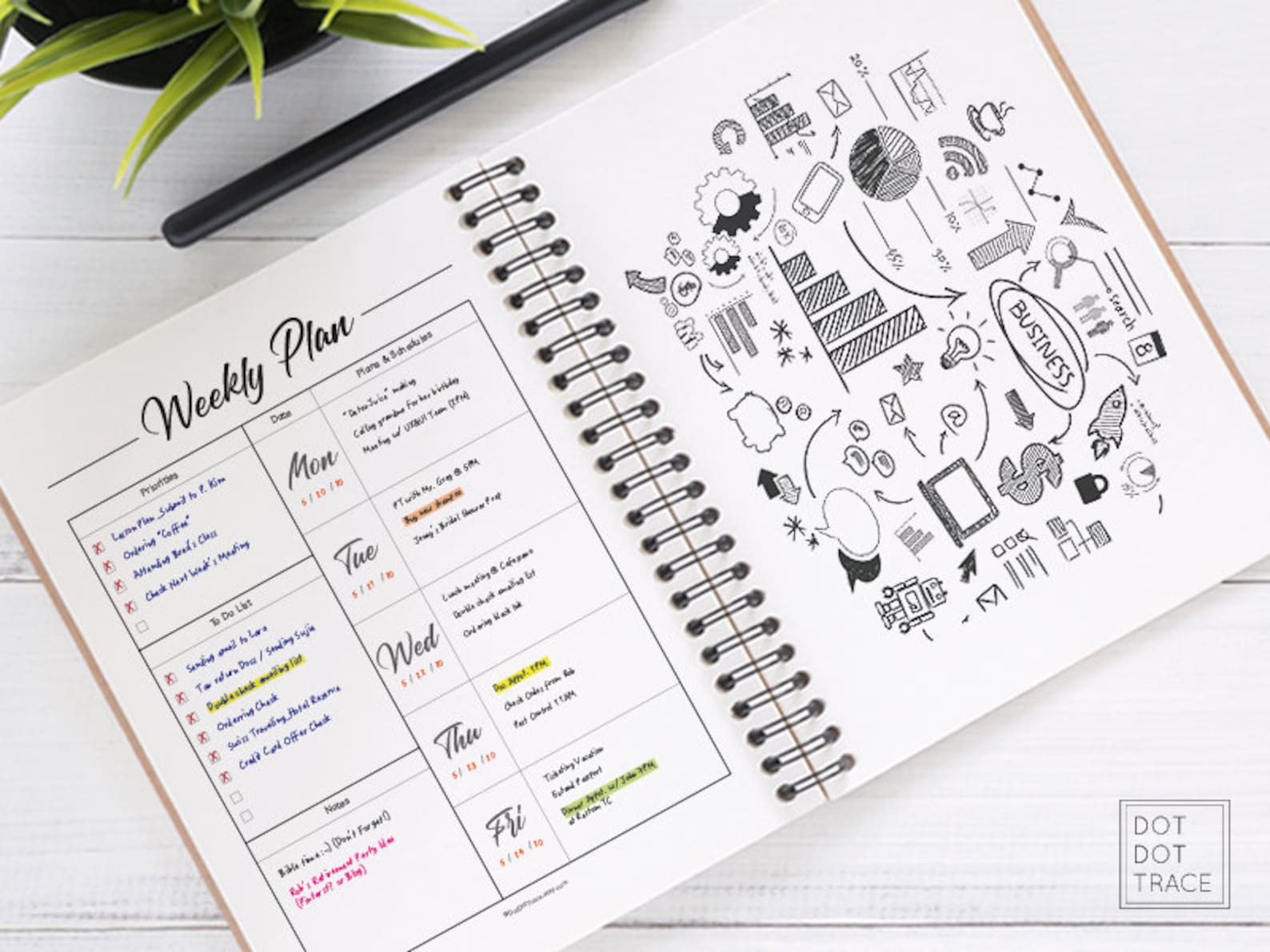 Printable 5 Work Day Planner 5 Day Planner Weekly Planner | Etsy