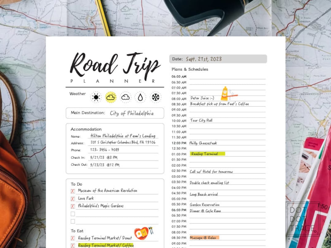 Printable Road Trip Planner Travel Planner 3 Min Intervals Daily Road ...