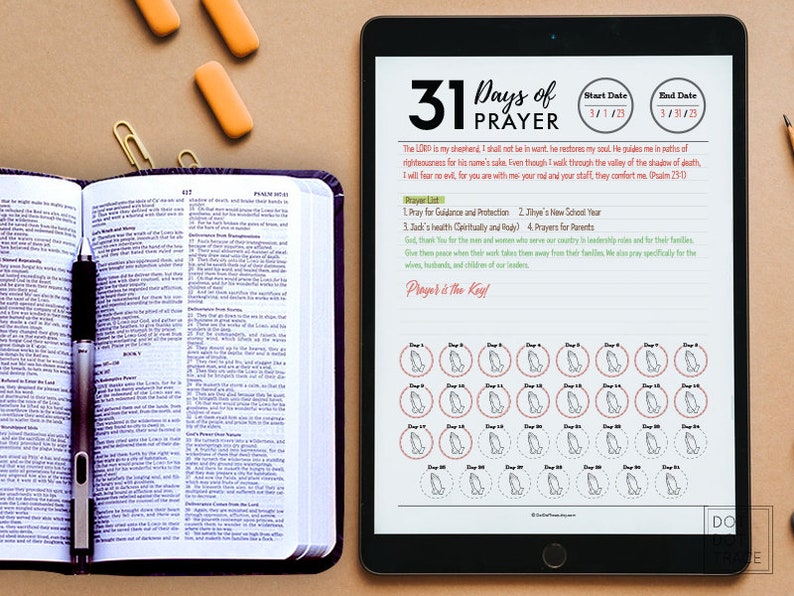 Printable 31 Days of Prayer Tracker: Monthly Goal List (digital ...