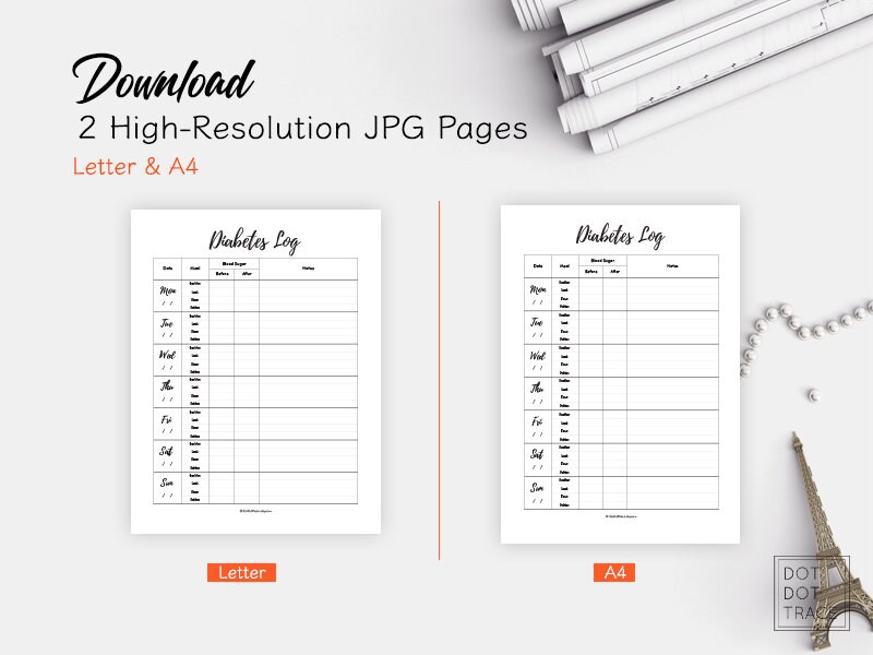 Printable Diabetes Log Template Daily Diabetes Tracker Daily | Etsy