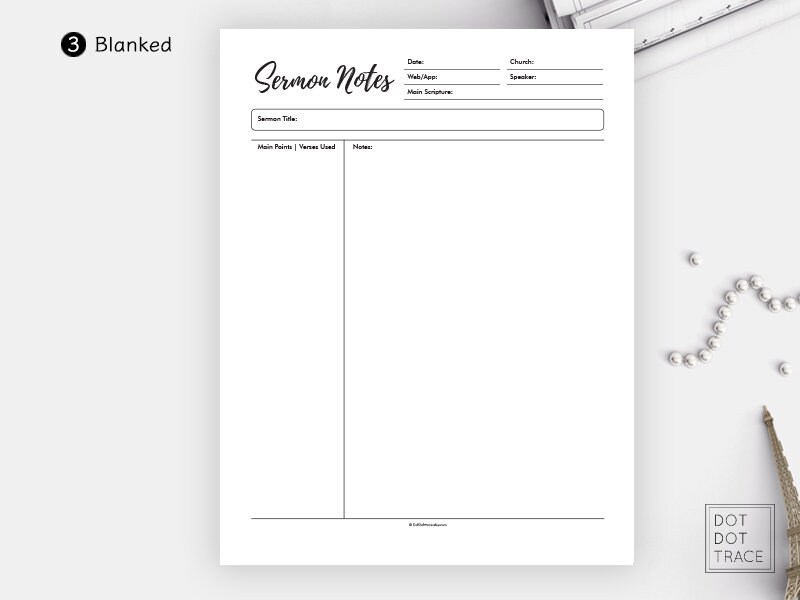 Printable Sermon Notes Template: Ruled, Blank, Square, Dotted (letter ...