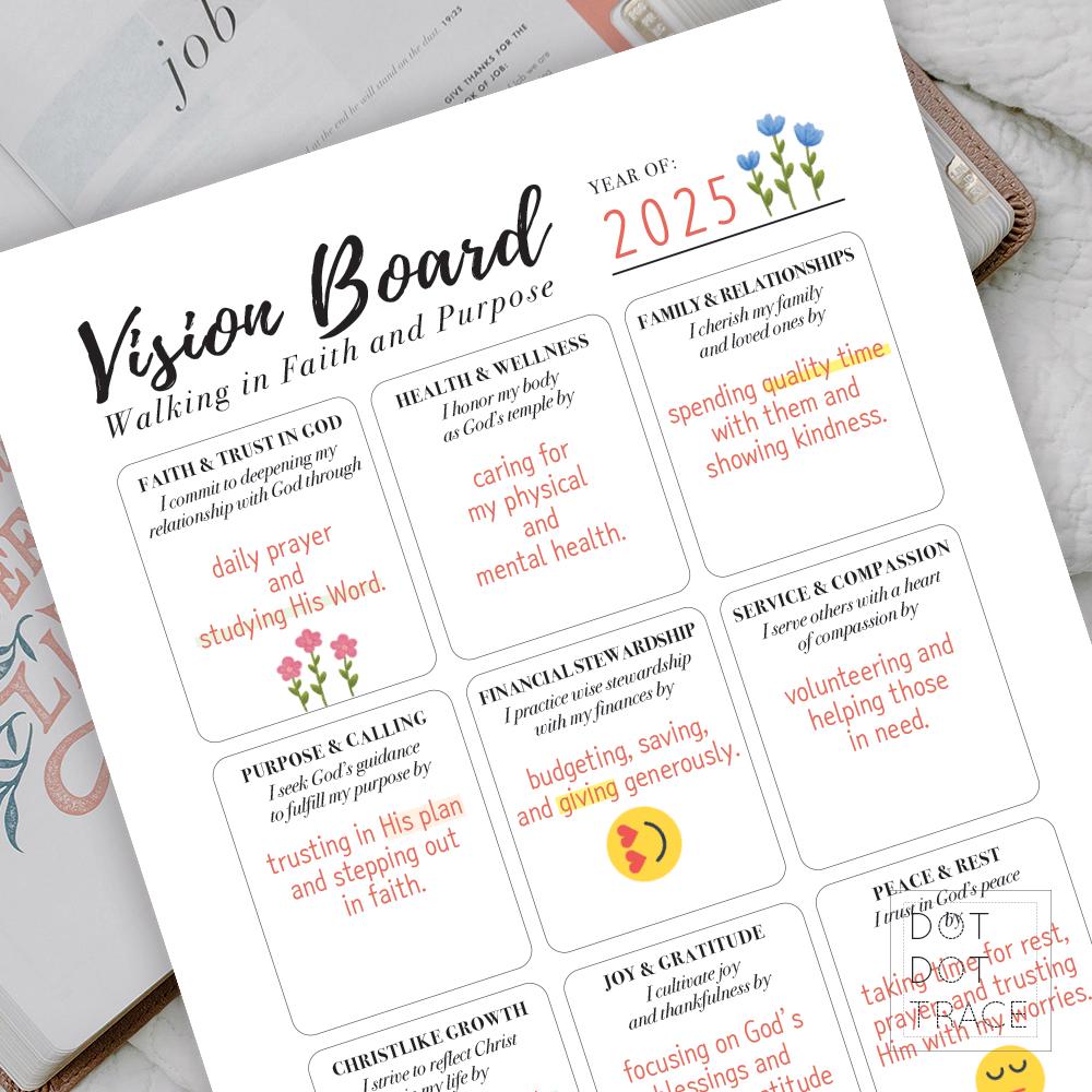 Christian Vision Board Printable: New Year Goal Planner (PDF) - Etsy