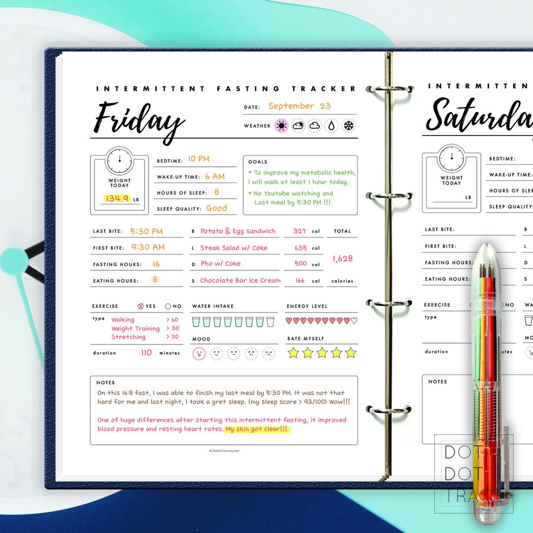 Printable 7-day Intermittent Fasting Tracker (PDF) - Etsy