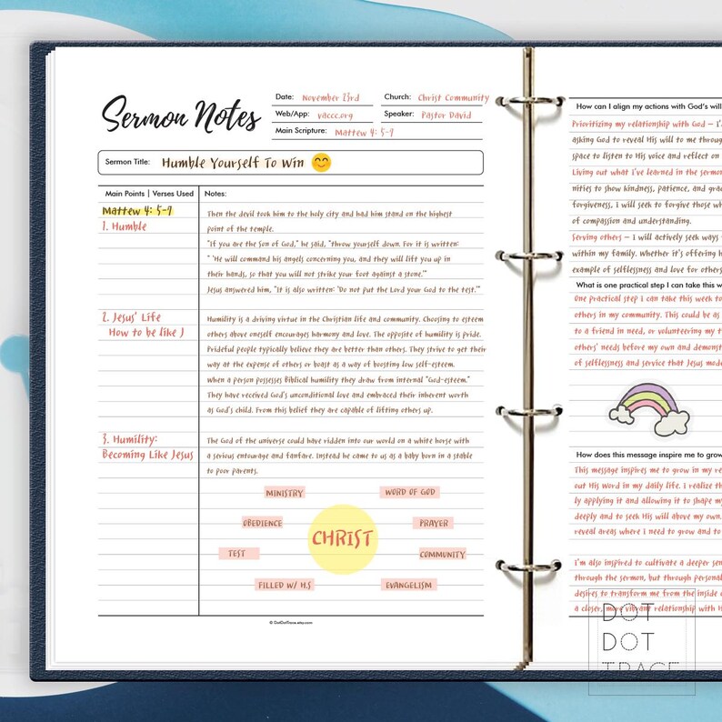 Sermon Notes Printable With Reflection Questions (PDF) - Etsy