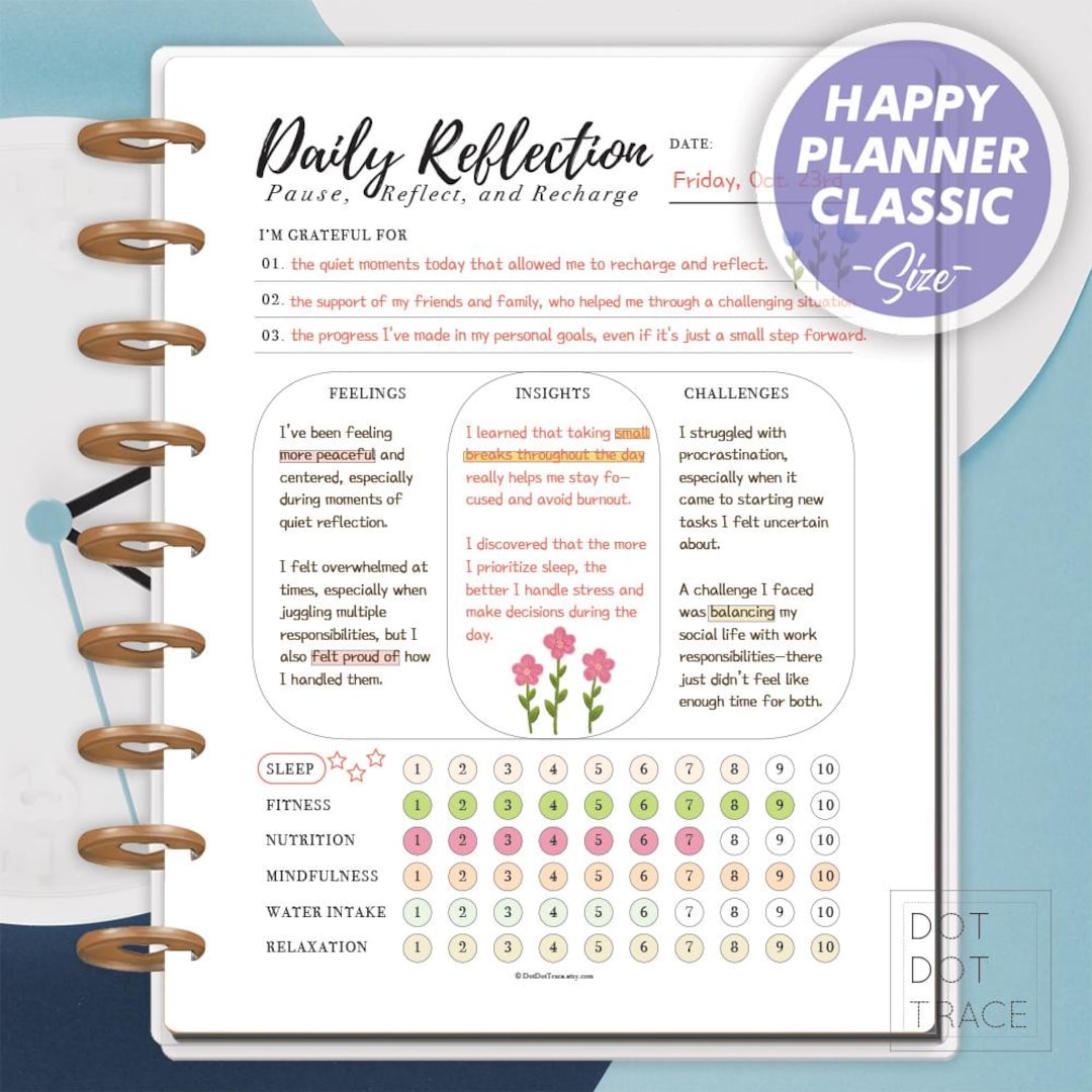 Printable Daily Reflection Journal [happy Planner Classic] Daily ...