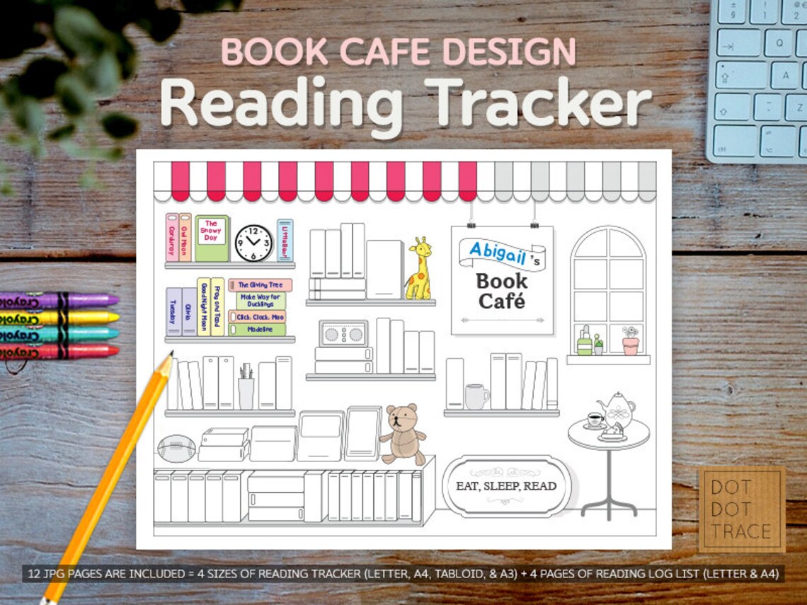 Book Cafe Designed Reading Tracker Reading Bookshelf 60 Books - Etsy