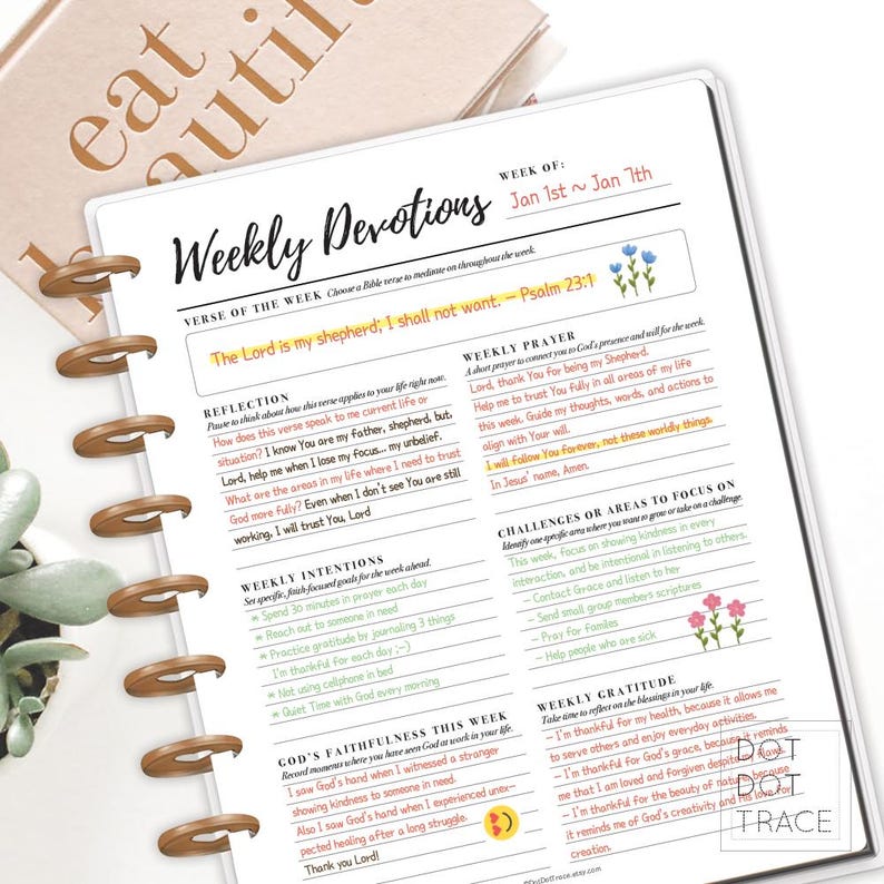Weekly Devotions Printable: Classic Happy Planner Size (PDF) - Etsy