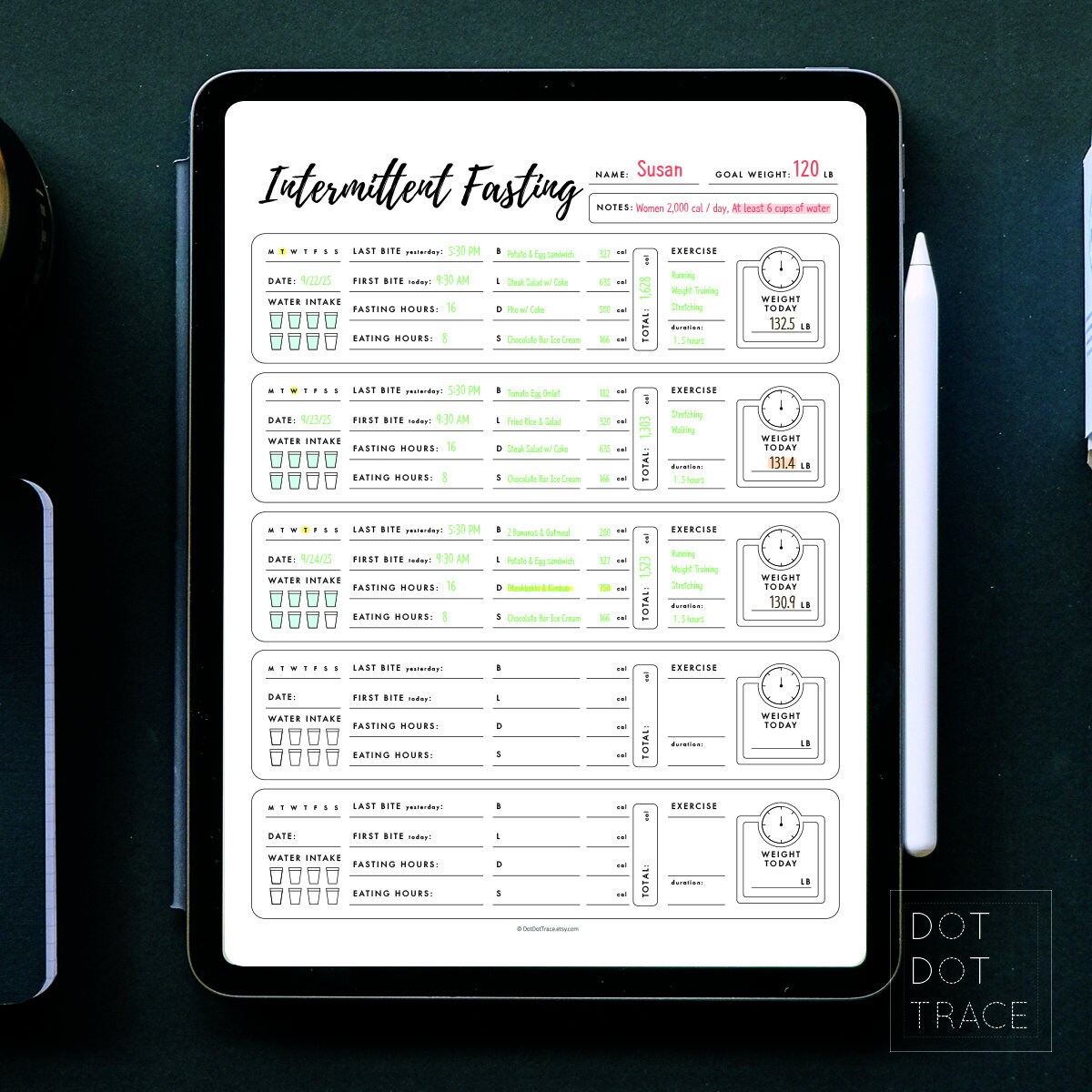 Printable Intermittent Fasting Tracker: Letter & A4 (PDF) - Etsy