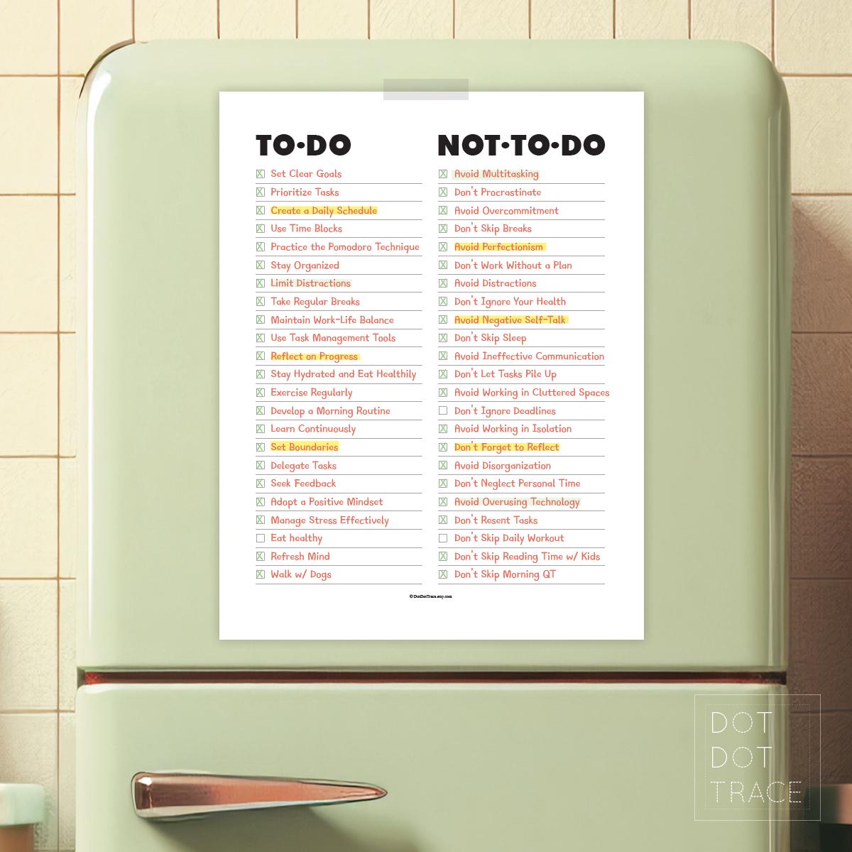 Printable To-do & Not-to-do List: Productive Planner (PDF) - Etsy