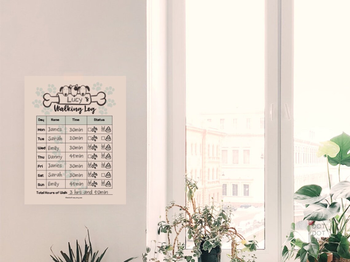Printable Dog Walking Log Printable Family Dog Waking Schedule | Etsy