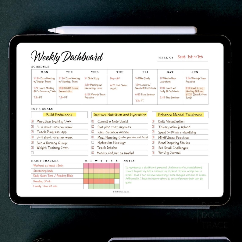 Happy Planner Classic Weekly Dashboard Printable (PDF) - Etsy