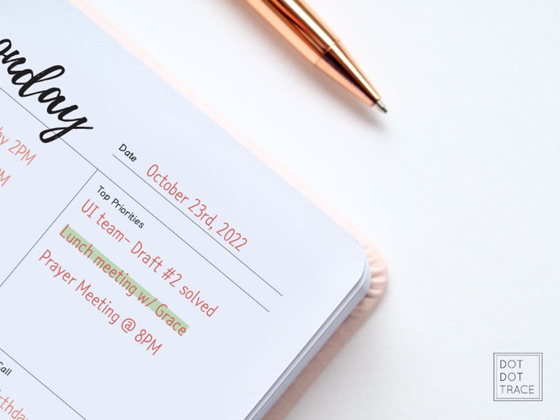 Printable Minimal 7 Day Planner Daily Planner Day Planner Work - Etsy