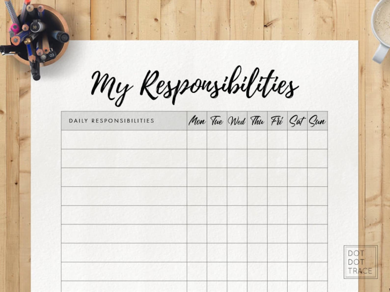 Printable Responsibility Chart My Responsibilities Daily to Do - Etsy